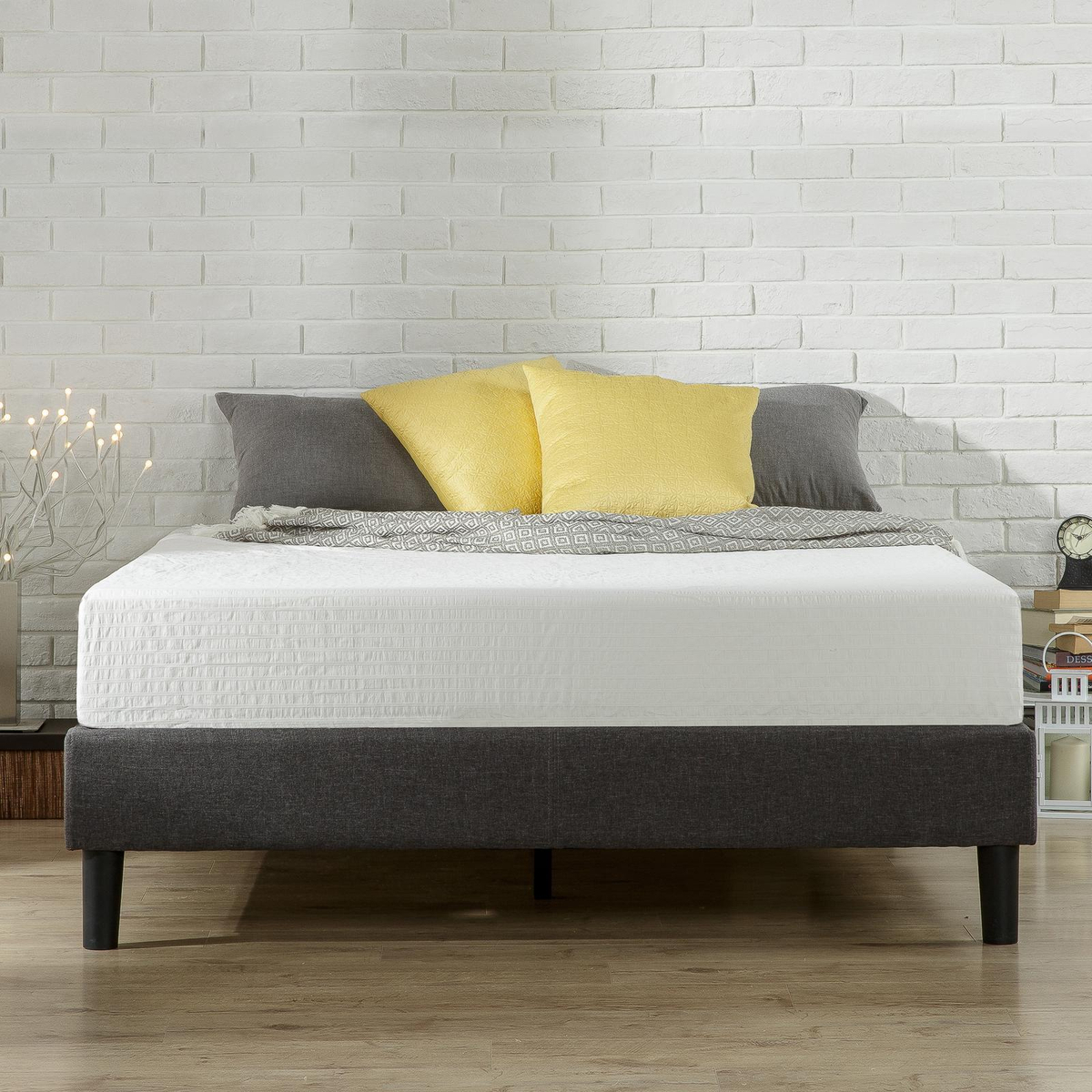 Zinus Fabric Ensemble Bed Base Dark Grey - Double - Bunnings Australia