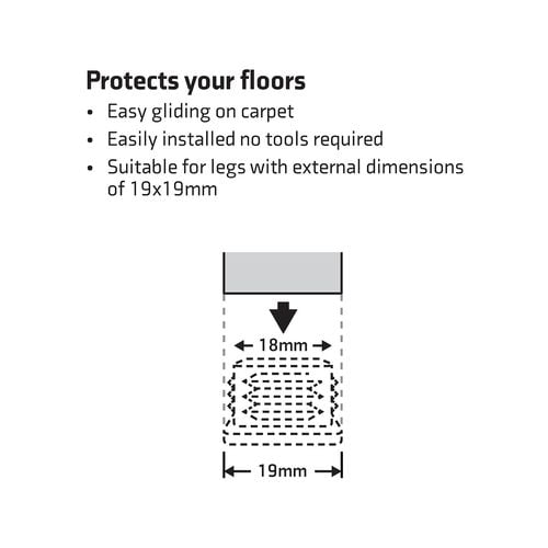 Surface Gard 19mm Black Square Plastic Internal Chair Tip - 4 Pack ...