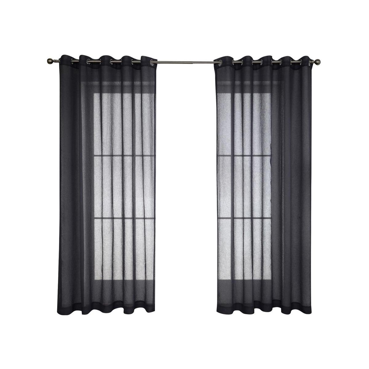 Windoware 180 x 223cm Charcoal Misty Eyelet Sheer Curtain - 1 Pack ...