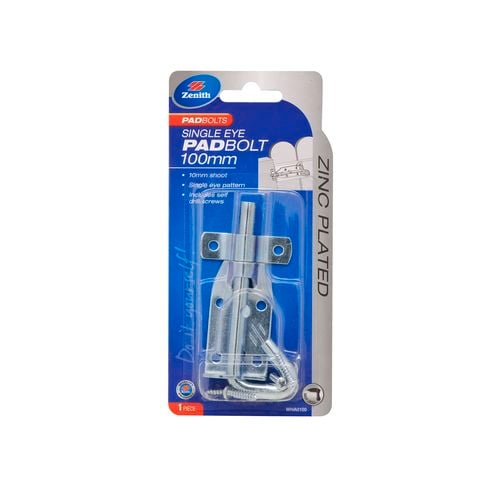 Zenith 100 x 10mm Zinc Plated Single Eye Padbolt - Bunnings Australia