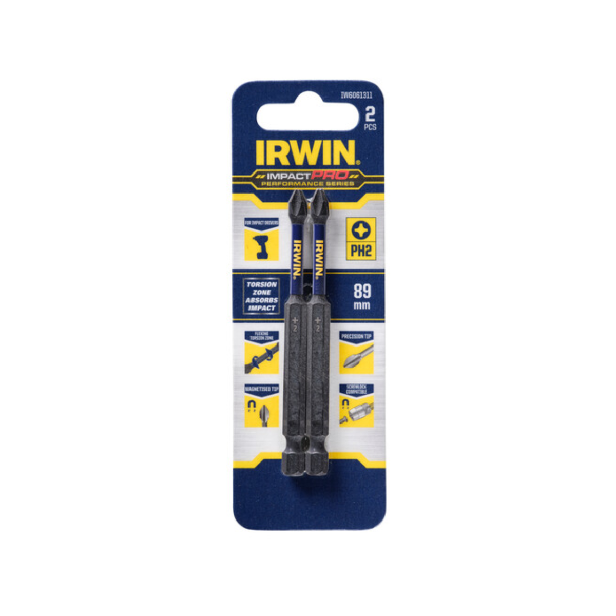IRWIN 89mm PH2 Impact Pro Performance - 2 Pack - Bunnings Australia
