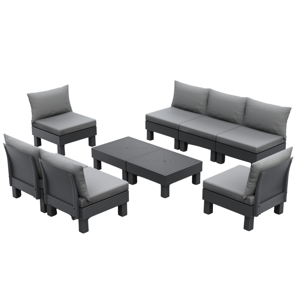 Keter Elements 7 Seater Modular Lounge Set - Graphite - Bunnings Australia