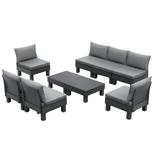 Keter Elements 7 Seater Modular Lounge Set - Graphite - Bunnings Australia