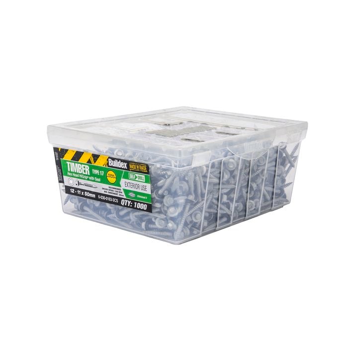 Buildex 12-11 x 50mm Climaseal Hex Head Hi-Grip With Seal Timber Screws ...
