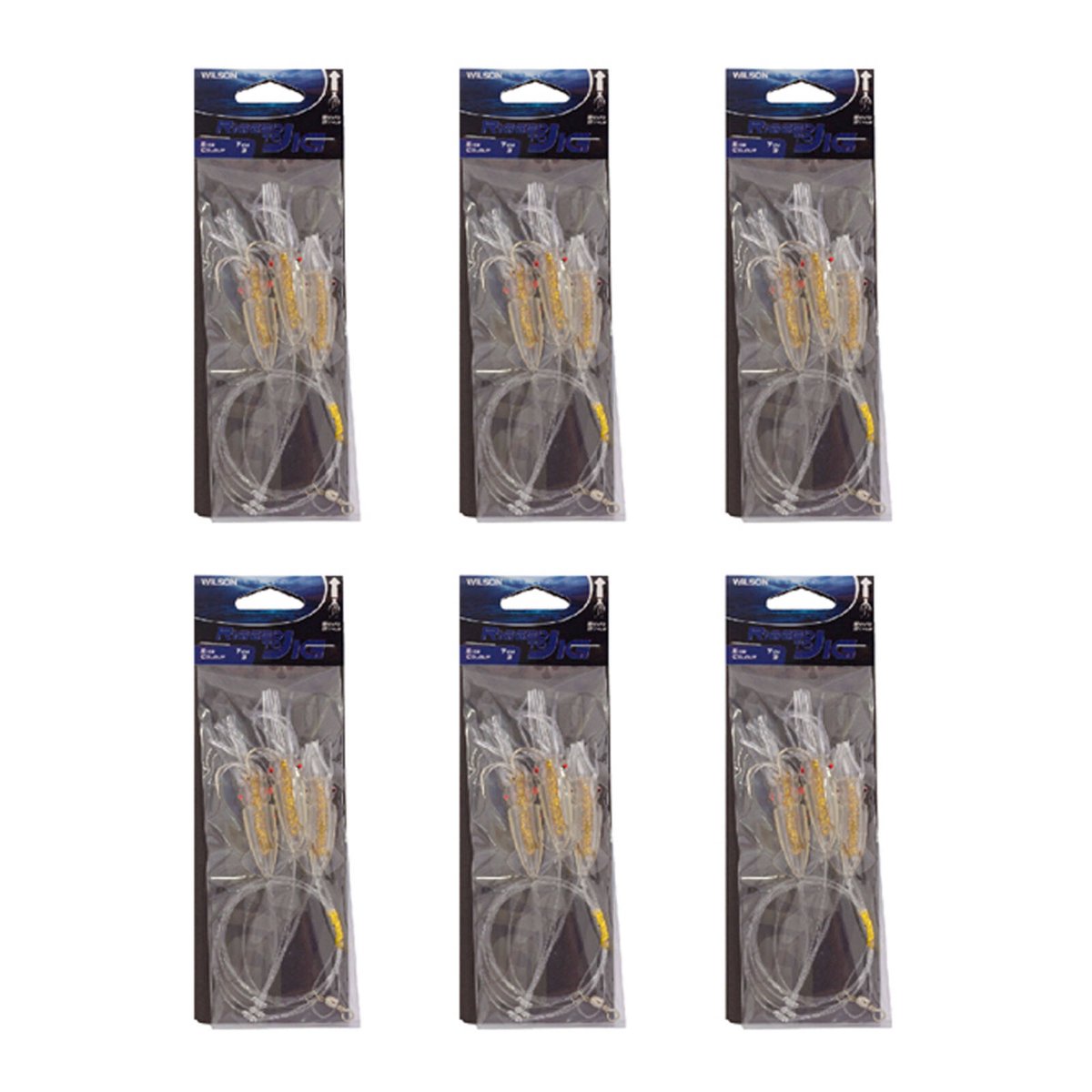 6x Wilson Rigged to Jig Rig 3 Hook Squid Style Jig Fully UV Active ...