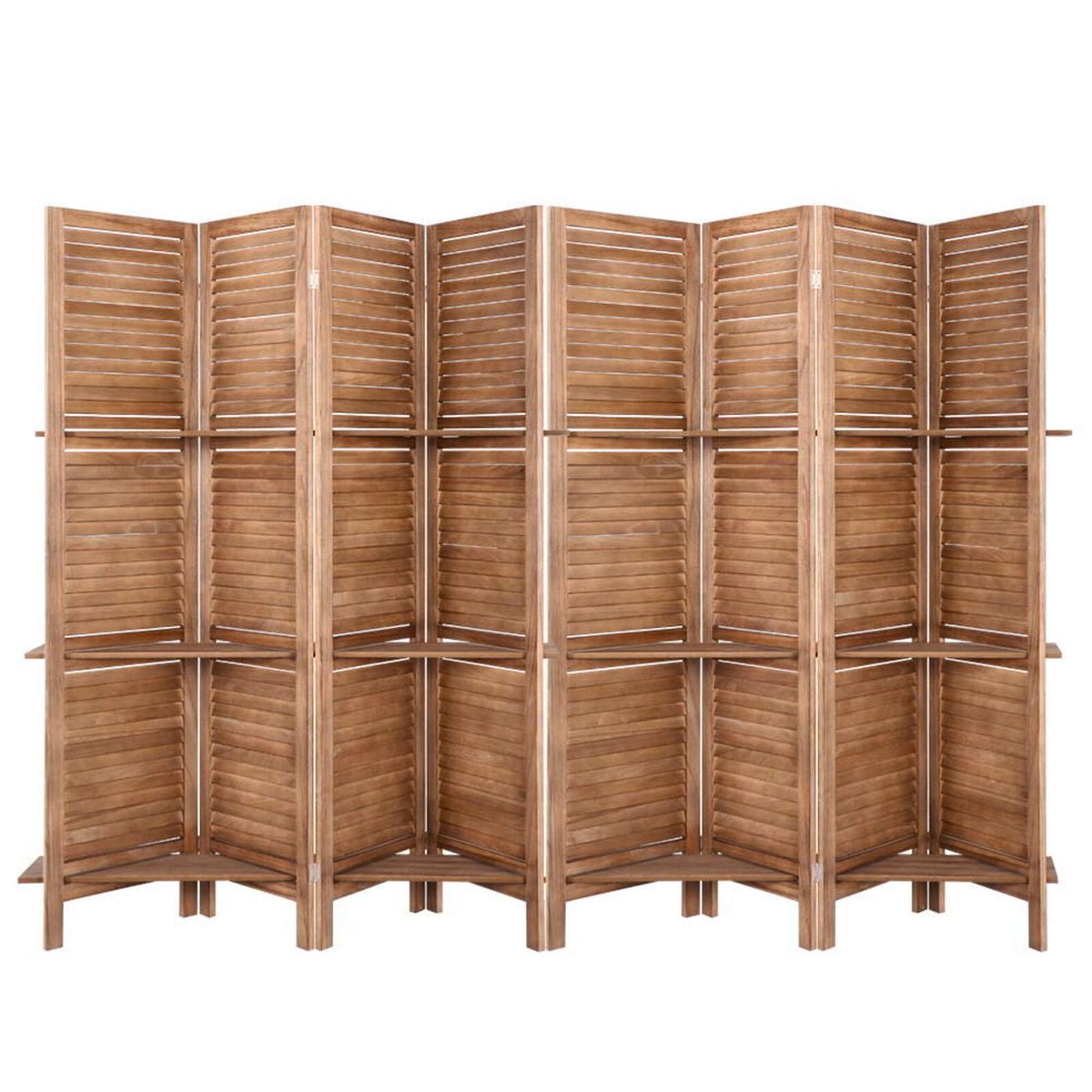 Artiss 8 Panel Room Divider Screen 326x170cm Shelf Oak - Bunnings Australia