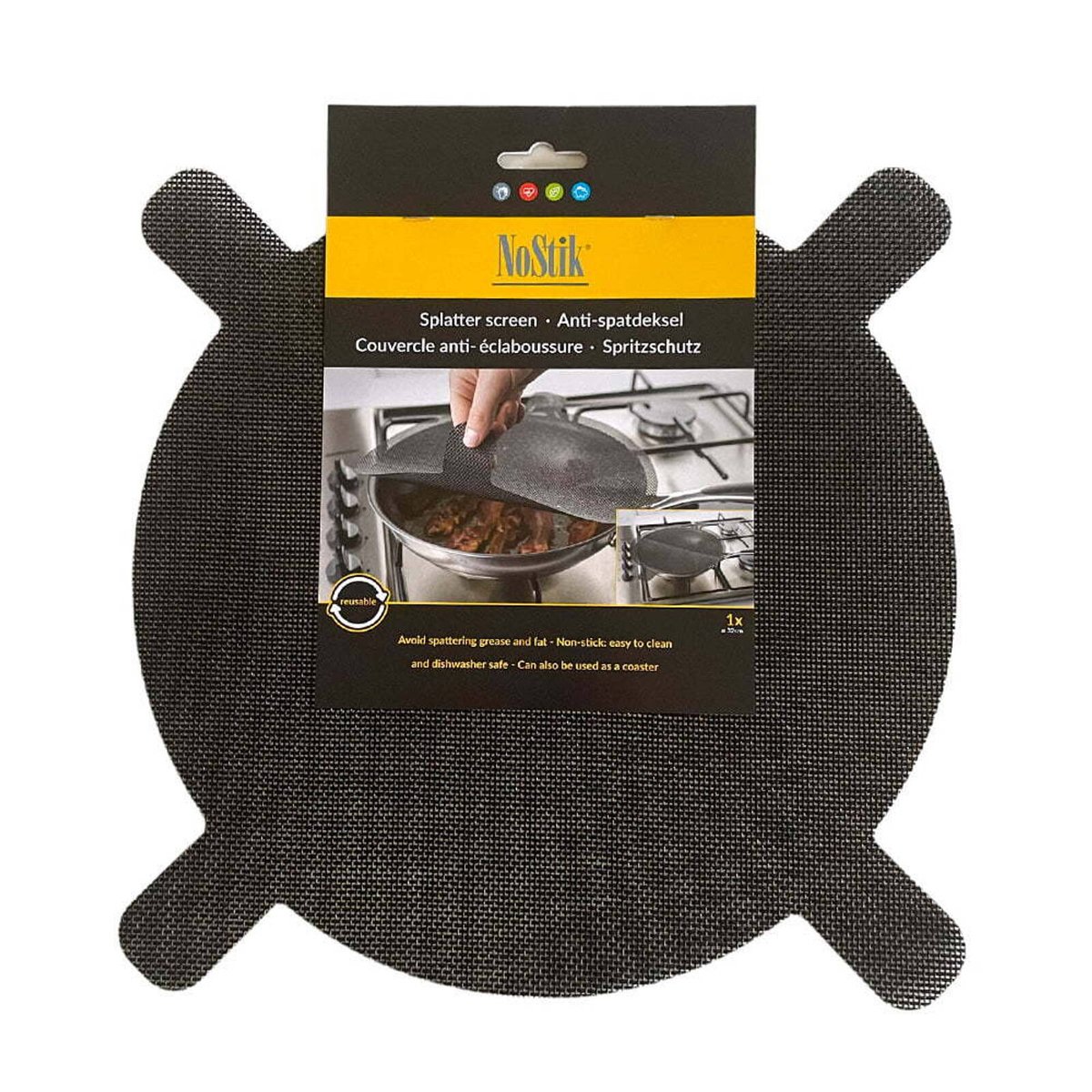 Nostik Reusable 24cm Round Frying Splatter Guard - Black - Bunnings ...