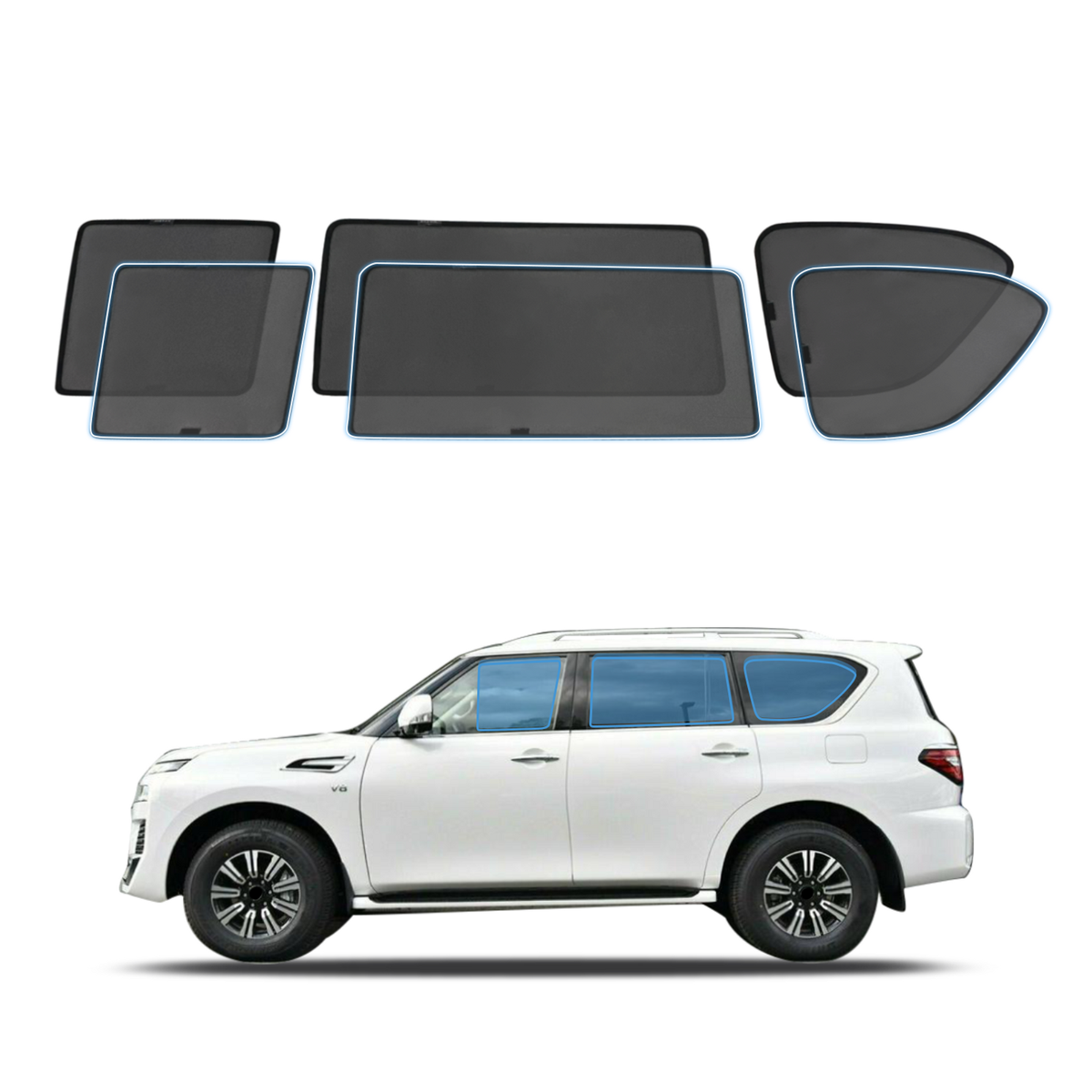 AUSGO Magnetic Window Sun Shade for Nissan Patrol Y62 2012-Onwards 6 ...