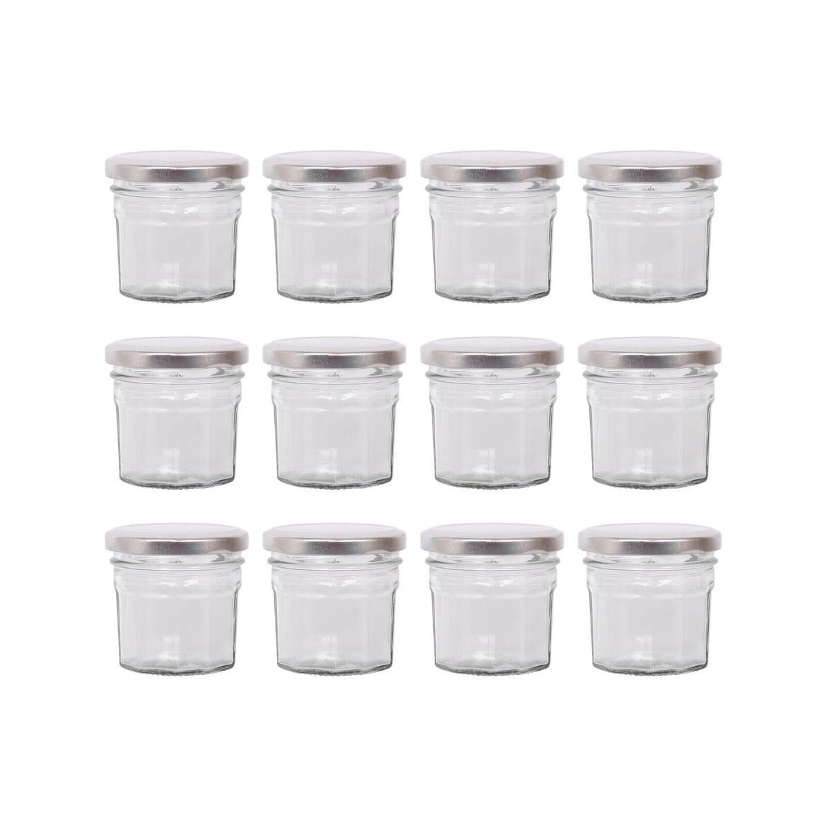 Argon Tableware 90ml Glass Jam Jars With Airtight Silver Lids - Set Of ...