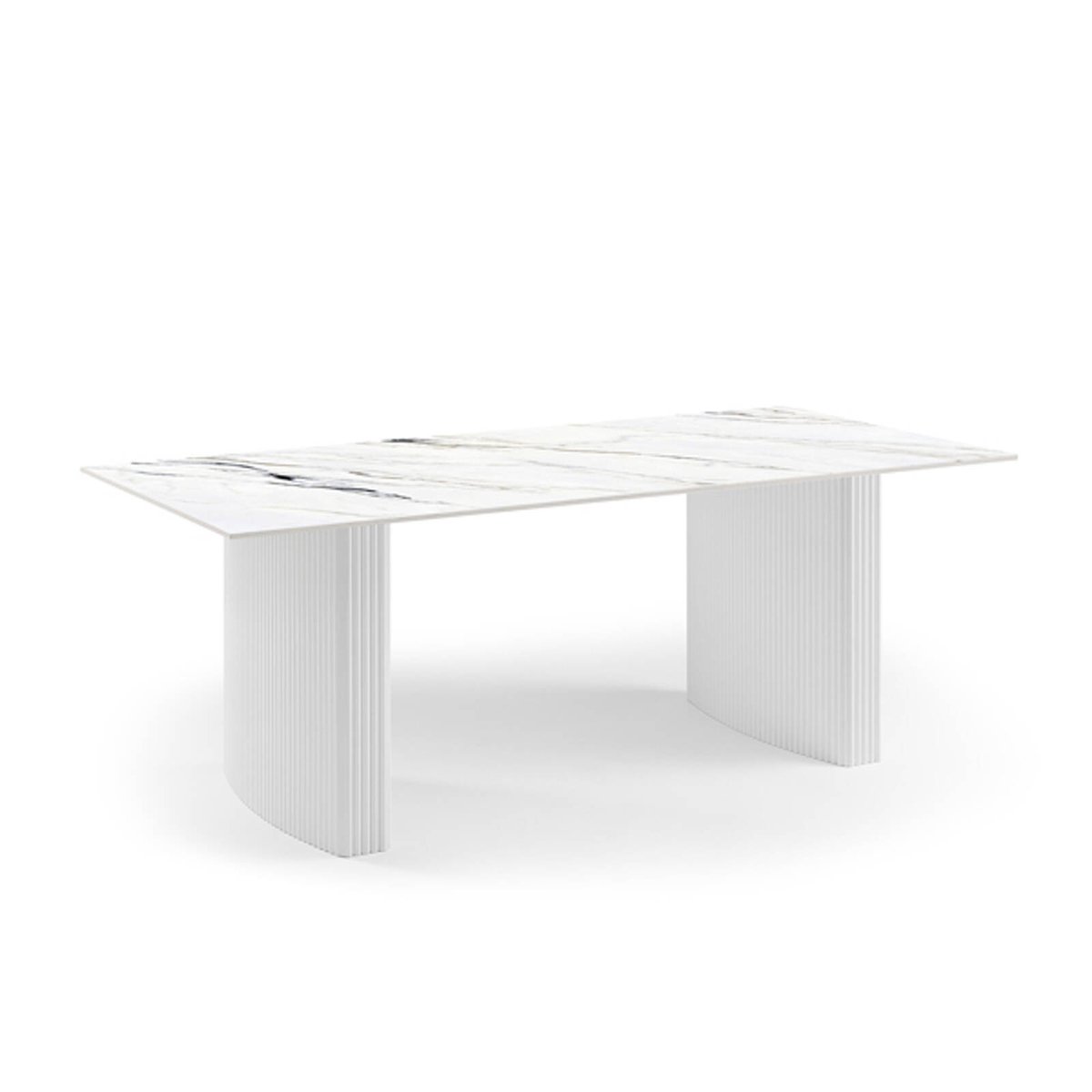 Dining Table Sintered Stone Top MDF Table Base High Glossy White ...
