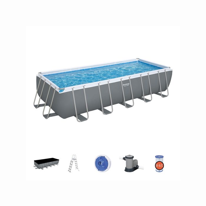 Bestway 6.40 x 2.74 x 1.32m Power Steel Rectangular Above Ground Pool ...