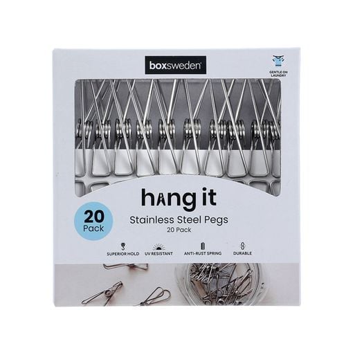 Boxsweden Stainless Steel Clothes Pegs - 20 Pack - Bunnings Australia