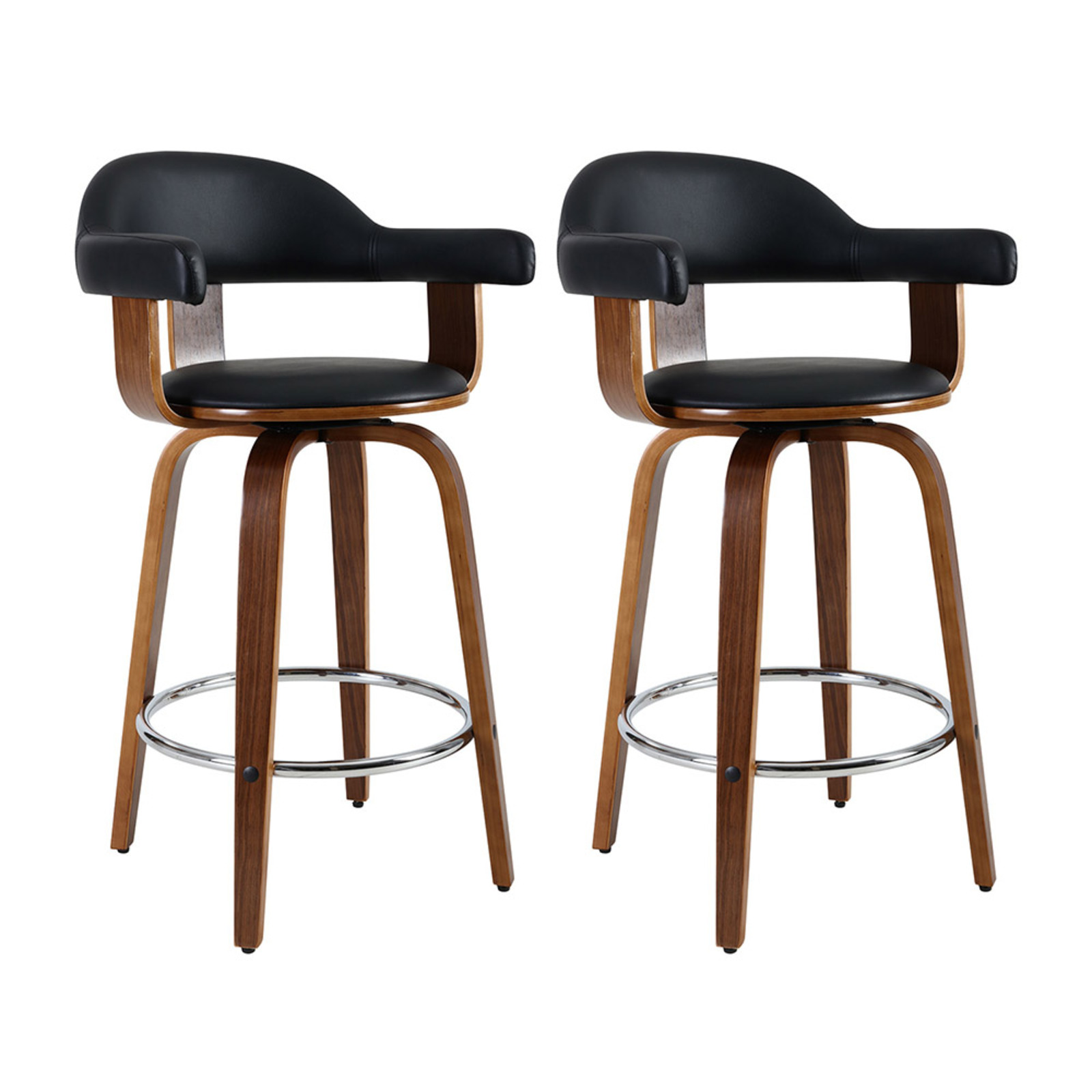 A Set of 2x Bar Stools Leather Black Bunnings Australia