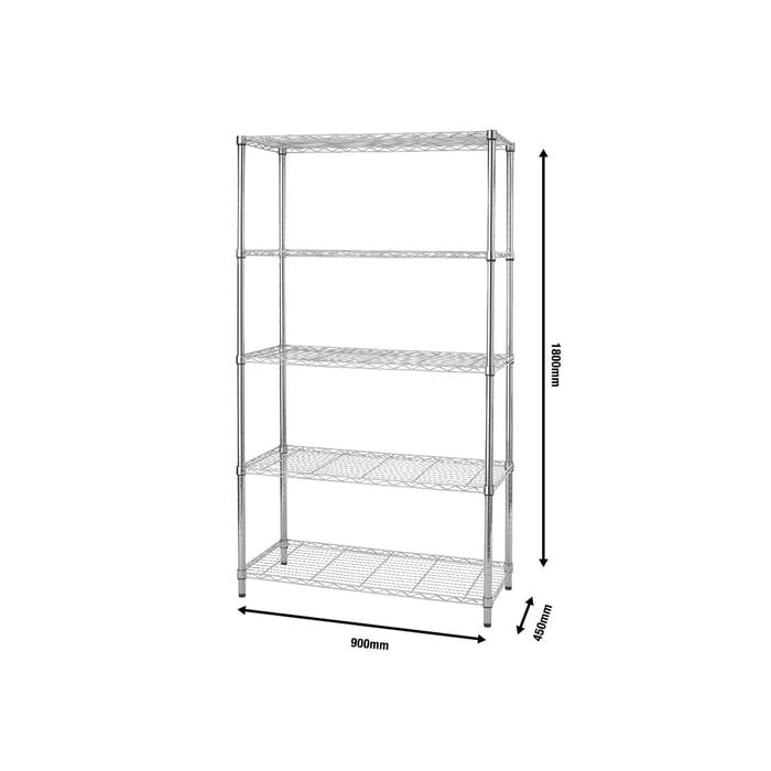Pinnacle 1800 x 911 x 450mm Chrome 5 Shelf Wire Storage Unit - Bunnings ...