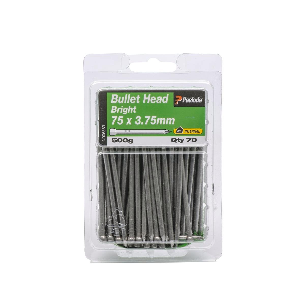 Paslode 75 x 3.75mm 500g Bright Steel Bullet Head Nails - 70 Pack ...