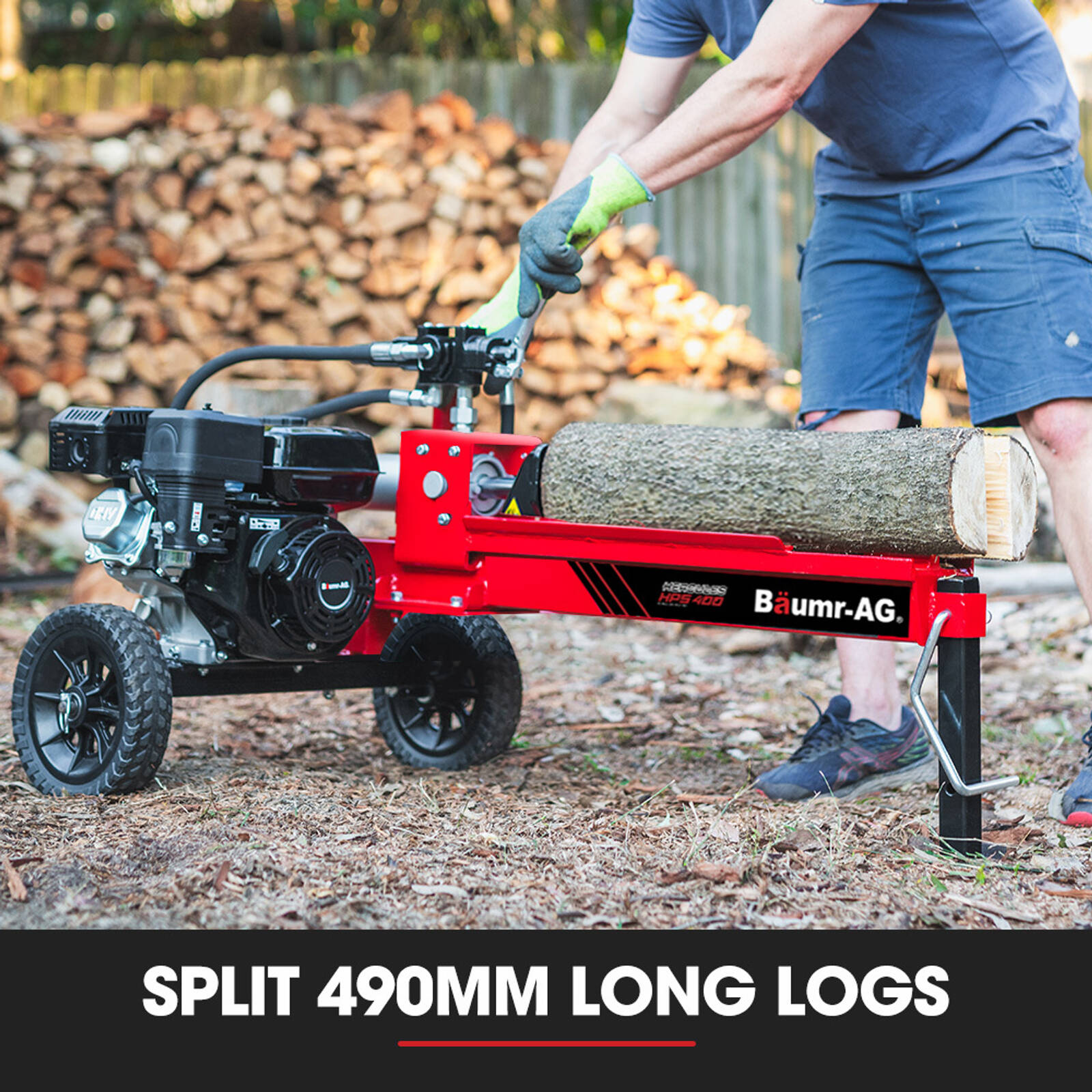 BAUMR AG 12 Tonne Petrol Hydraulic Wood Log Splitter HPS400 Bunnings Australia