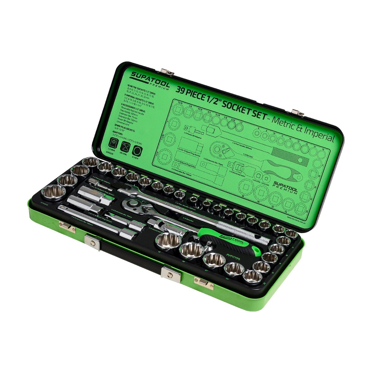 Supatool 1/2" Premium Drive Socket Set - 39 Piece - Bunnings Australia