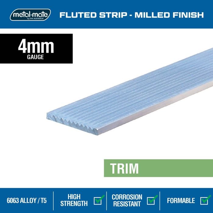 Metal Mate 38.1 x 4mm x 3m Mill Finish Aluminium Fluted Strip ...