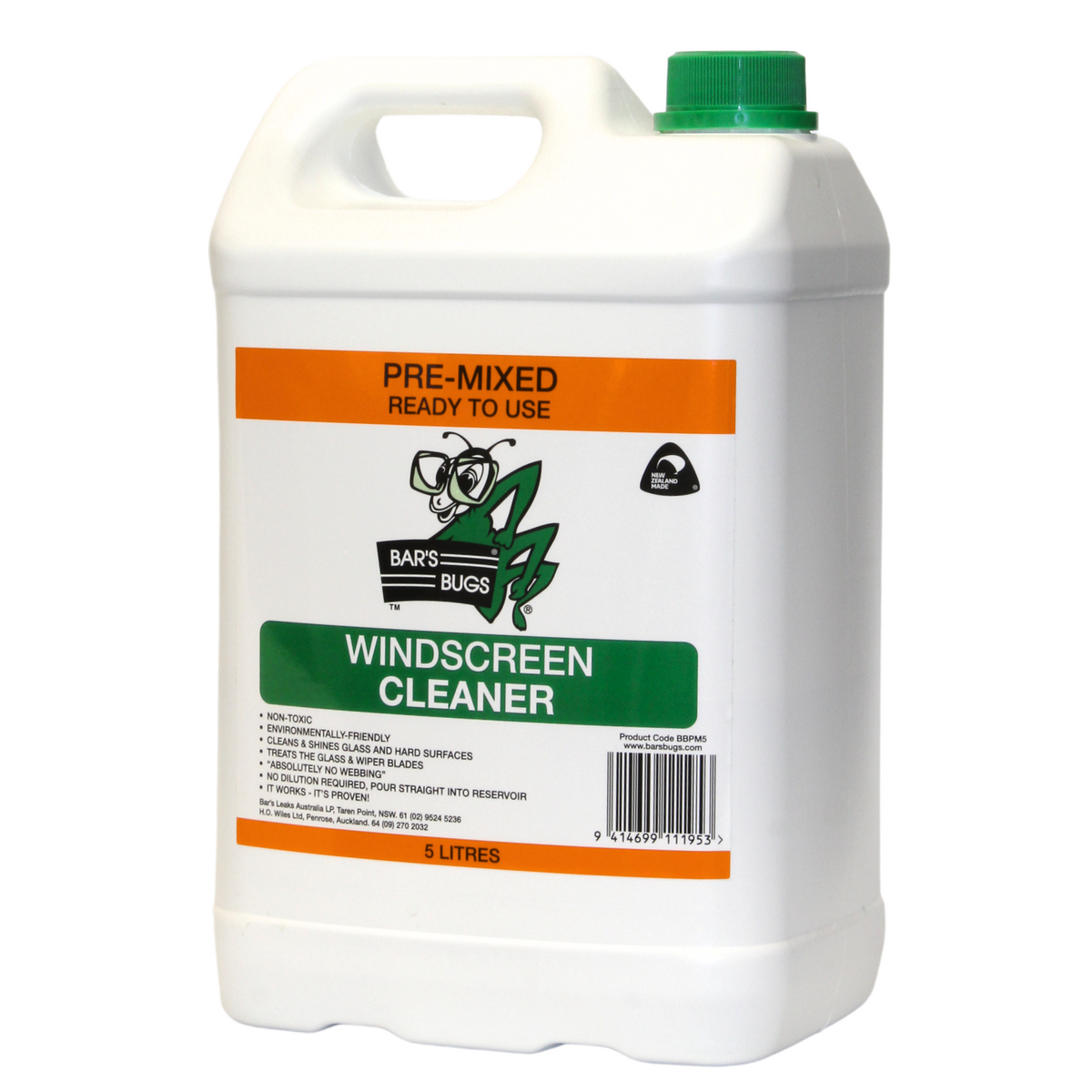 Bar's Bugs 5L Pre-Mix Windscreen Cleaner - Bunnings New Zealand