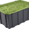 All Set 100L Grey And Green Heavy Duty Storage Container With Flat Lid ...