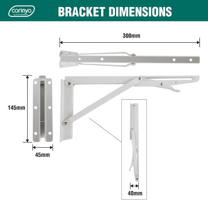 Carinya 300 x 145mm White Folding Spring Loaded Bracket - Bunnings New ...