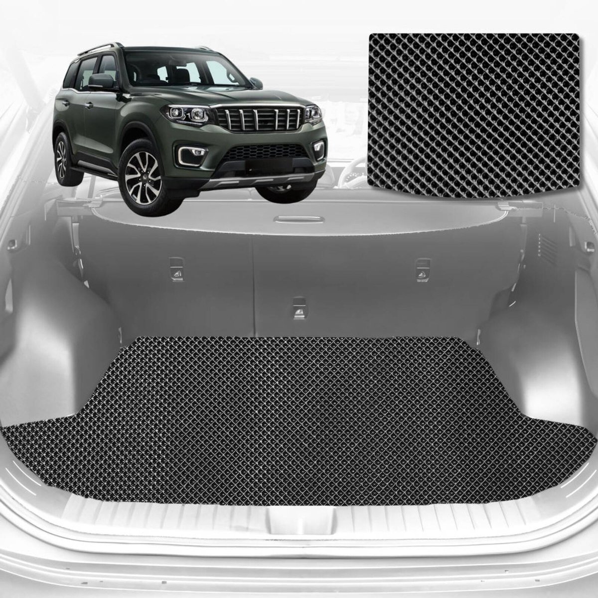 6D Diamond Car Boot Mat for Mahindra Scorpio (Z101)2022-Current-Cargo ...
