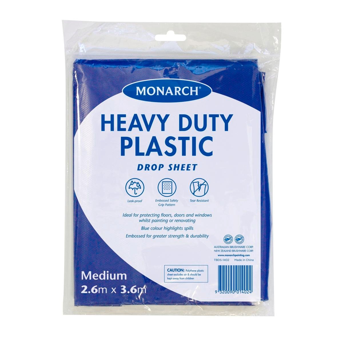 Monarch 2.6 x 3.6m Heavy Duty Plastic Blue Drop Sheet - Bunnings New ...