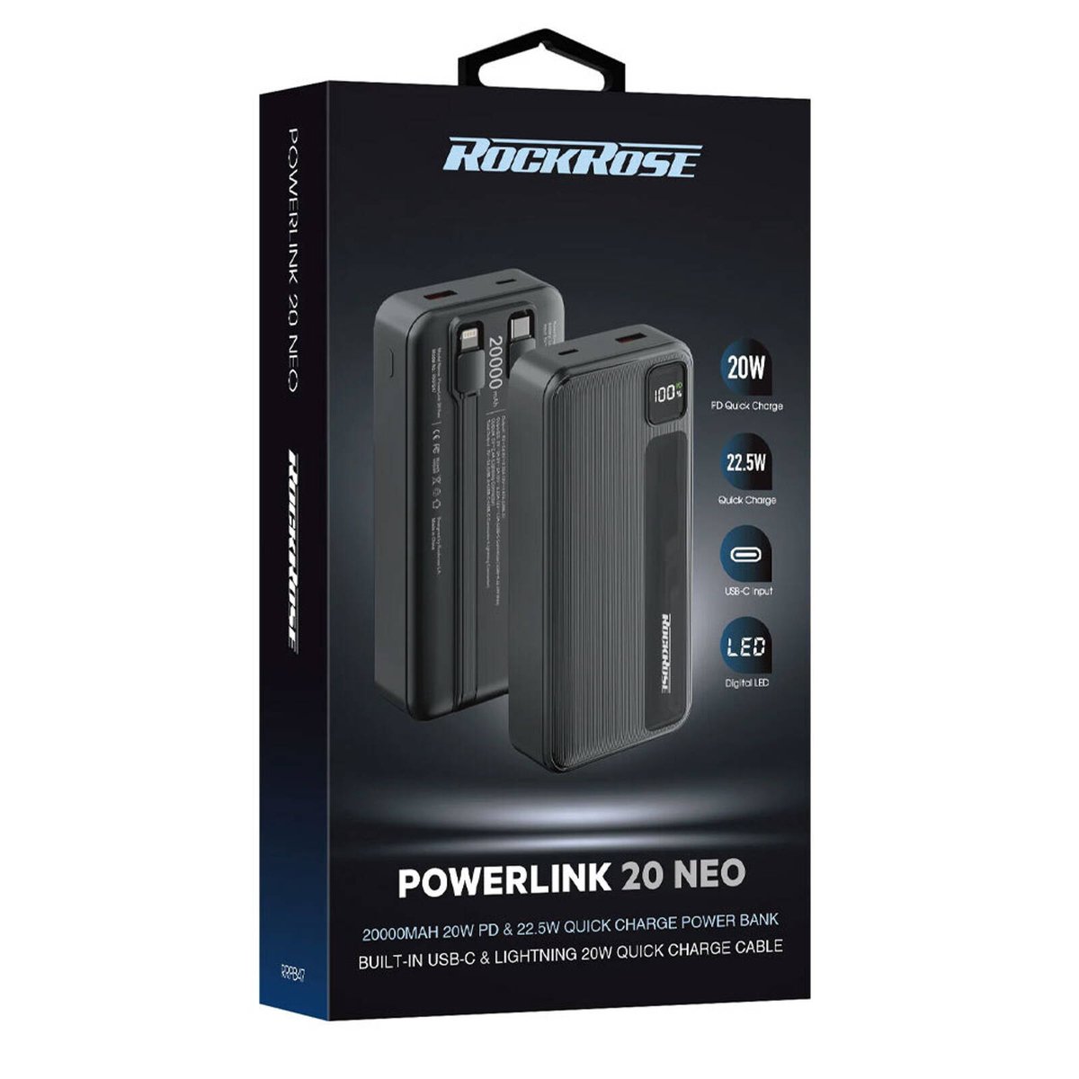 RockRose PowerLink Quick Charge Power Bank 20000mAh 20W - Bunnings ...