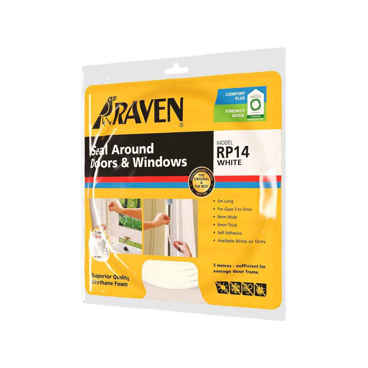 Raven 5000mm White RP14 Self Adhesive Weather Strip - 5000mm White ...