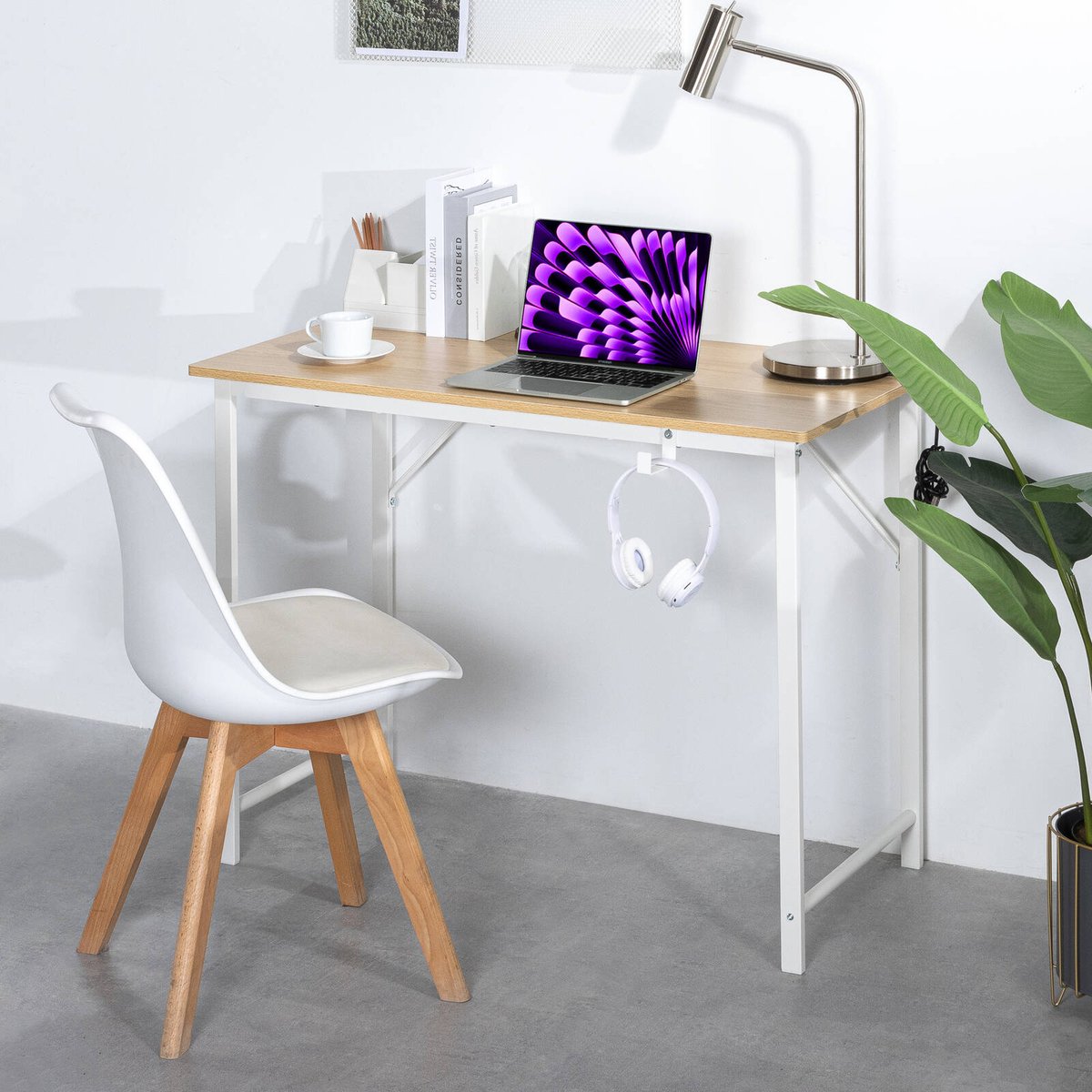 Zinus Computer Desk Home Office Table Study Desks Wooden - White 100cm ...