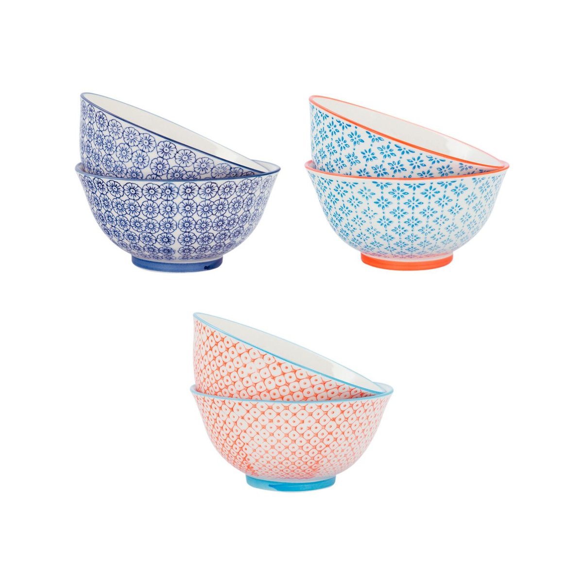 Nicola Spring Patterned Cereal Bowls - Print Design - 15cm - Set of 6 ...