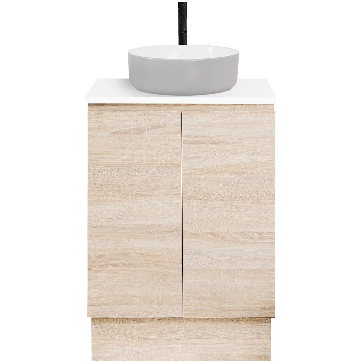 CIBO 600mm Coast Veneer Nordic Full Height Bathroom Vanity With Light Grey / White Countertop ...