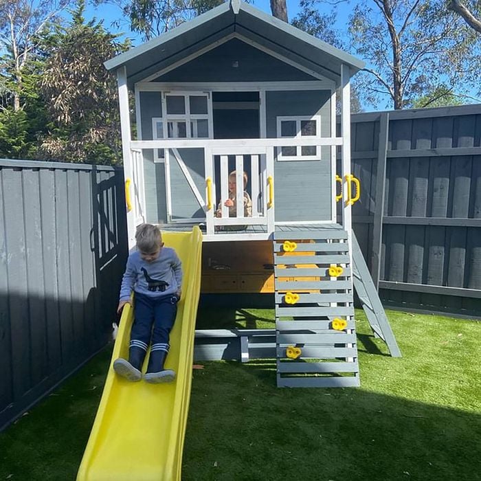 Kidzshack Caboodle Shack Wooden Large Cubby House with Mud Kitchen ...