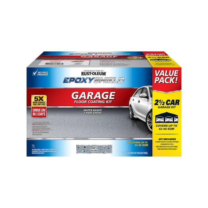 Rust-Oleum Grey Gloss EpoxyShield 2.5 Car Concrete And Garage Floor Coating Kit - Bunnings Australia