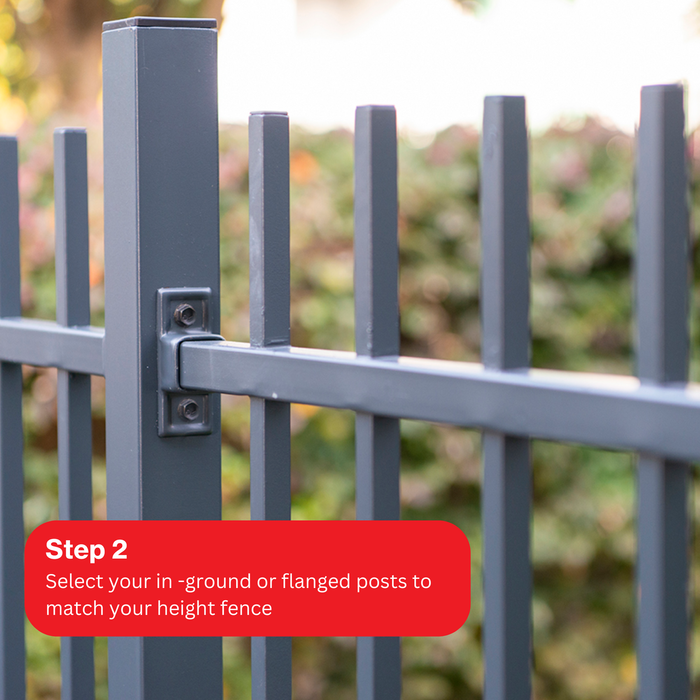 RapidFence 50 x 1600 x 50mm Black Steel Capped Flanged Fence Post ...