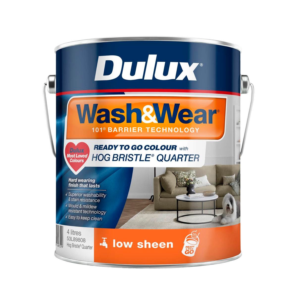 Dulux Interior Paint Wash&Wear Low Sheen Hog Bristle® Quarter Ready To ...