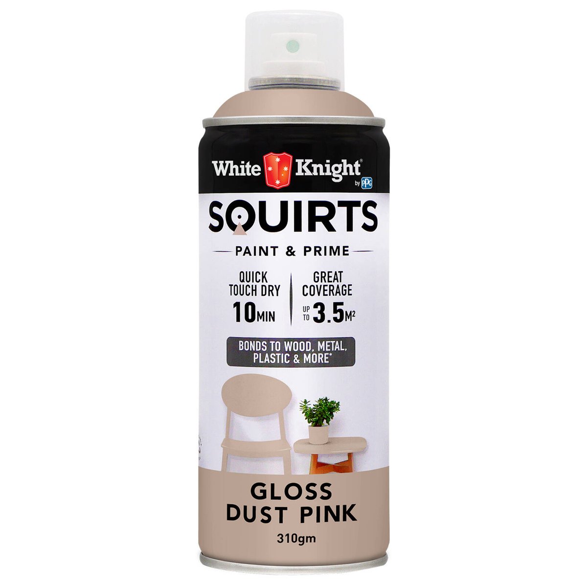 White Knight 310g Dust Pink Gloss Squirts Spray Paint - Bunnings Australia