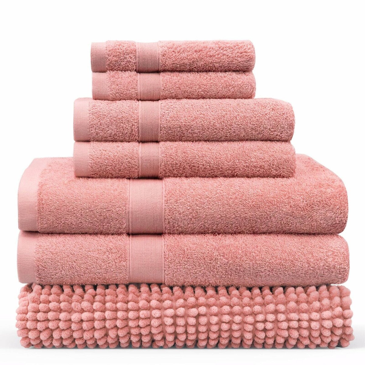 LINENOVA 7 Pieces Cotton Towels Bath Towel Hand Washer Face Cloth Bath ...