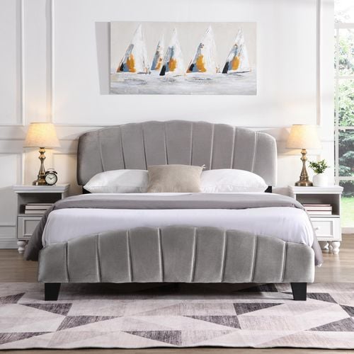 IHOMDEC Queen Size Shell-Style Bed Frame Base Mattress Platform BEF04 ...