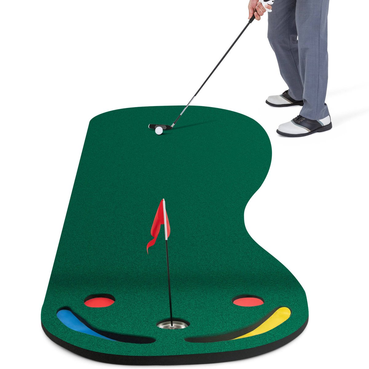 Costway 3m Portable Putting Green Mat Golf Practice Training Pad w/Flag ...