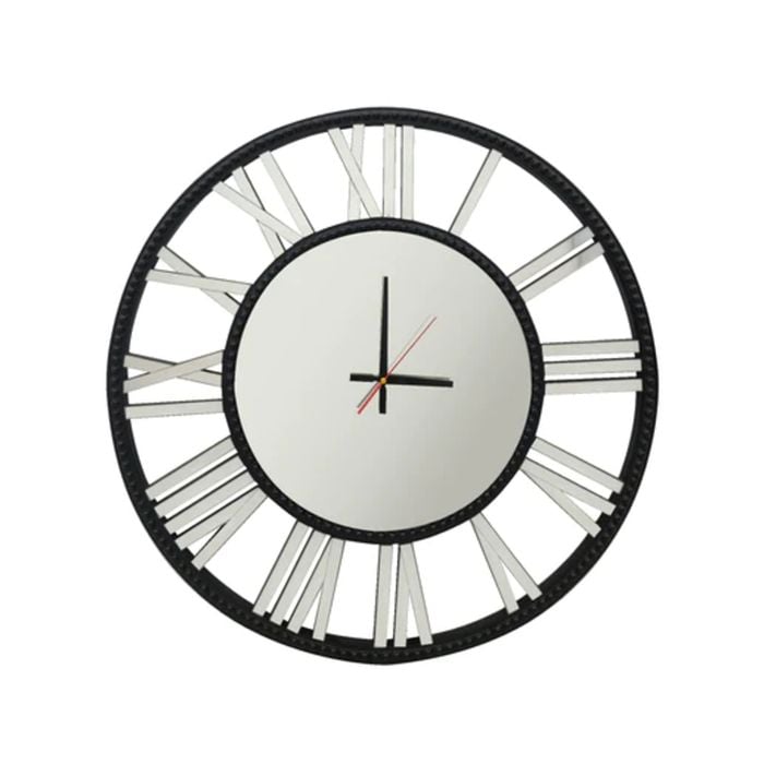 Beaded Round Black Mirrored Wall Clock 75 cm - Bunnings Australia