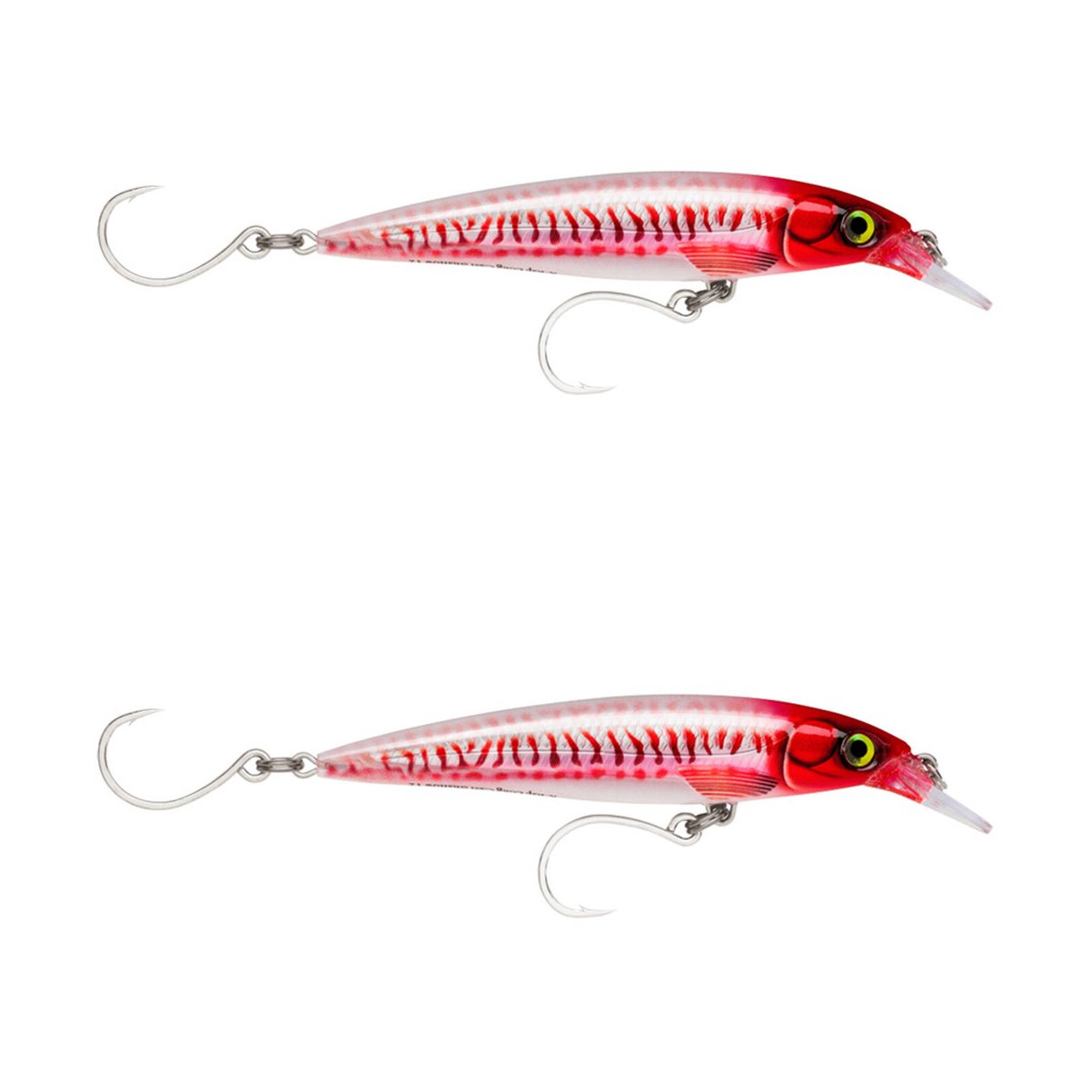 2x Rapala 14cm Saltwater X Rap Long Cast Sink Minnow Fishing Lures -Red ...