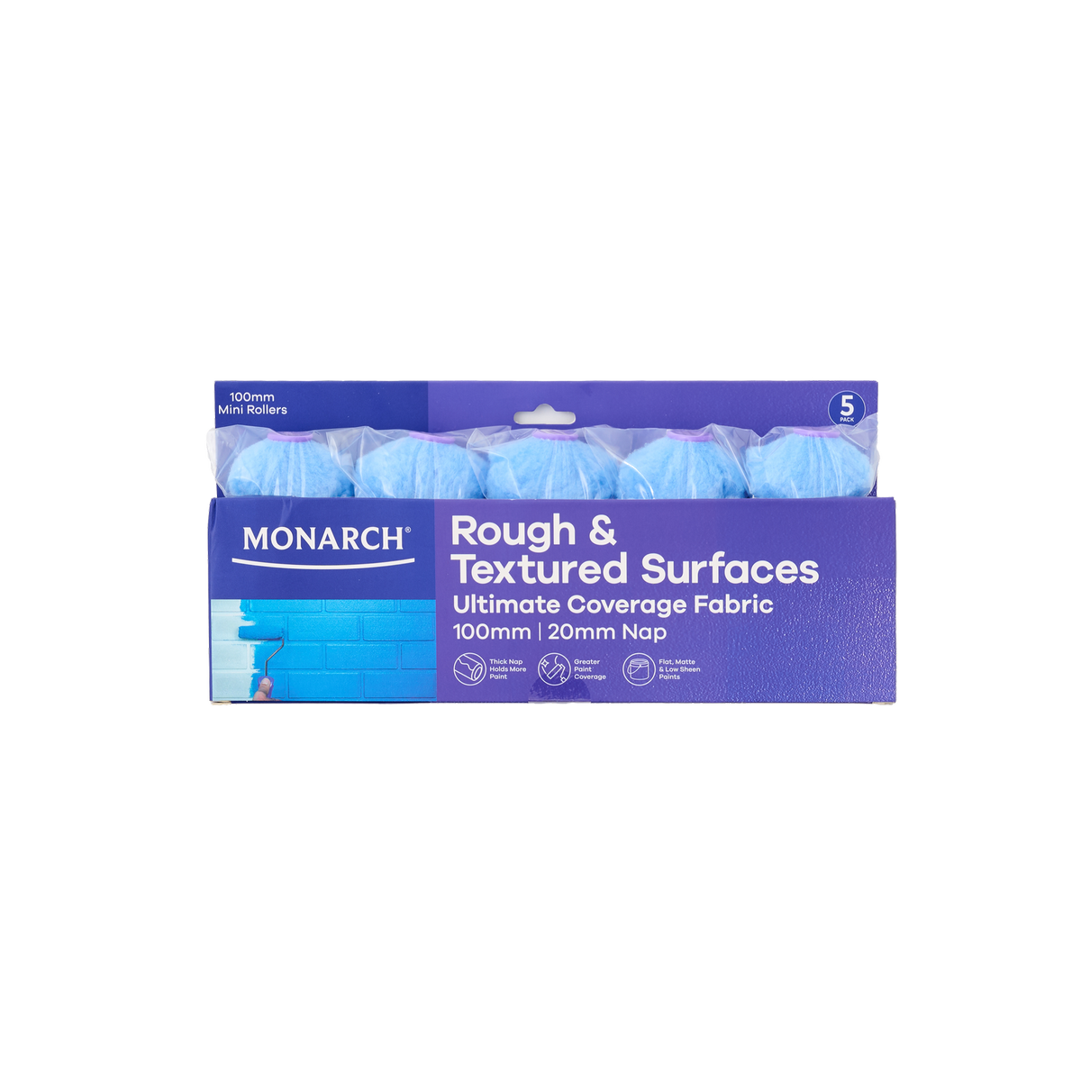 Monarch 100/20mm Nap Rough And Textured Surfaces Mini Rollers - 5 Pack ...