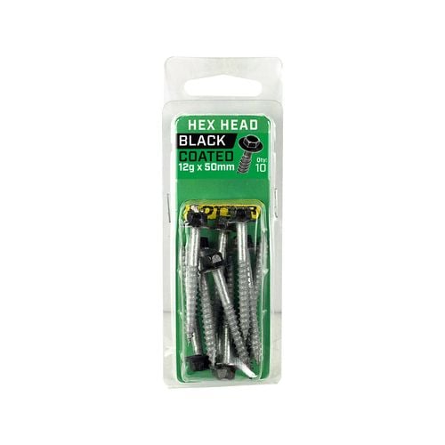Otter 12 x 50mm Black Hex Head Screws - 10 Pack - Bunnings Australia