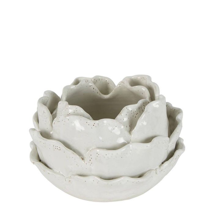Belle Cabbage Clay/Ceramic Vase Small 24cm - White - Bunnings Australia