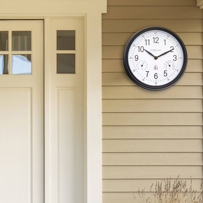 NeXtime Jasmine Weatherproof Outdoor 23.5cm Wall Clock - Black/White ...