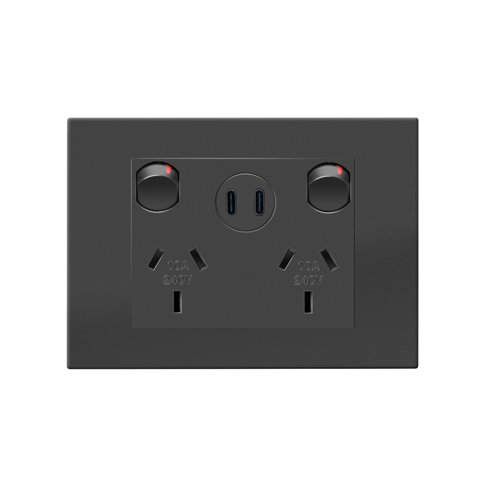 HPM VIVO Double Power Point with Type C+C 15W USB Charger Black ...