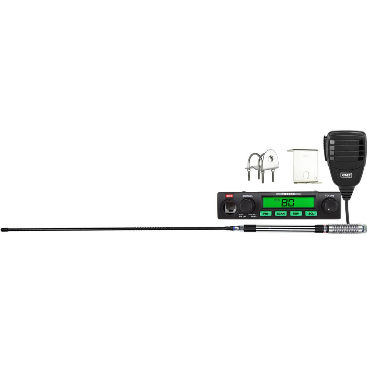 GME UHF CB Radio 80 Channel Compact Value Pack w/ Microphone Antenna ...