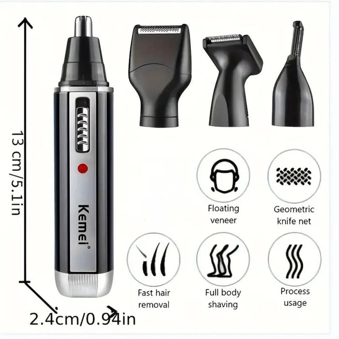 NNEOBA Rechargeable Nose & Ear Hair Trimmer Precision Grooming Black ...