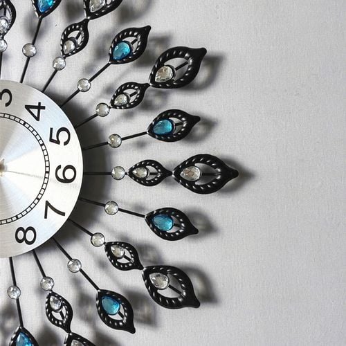 Metal Crystal Wall Clock Large Modern Home Room Art Luxury Decor Watch ...